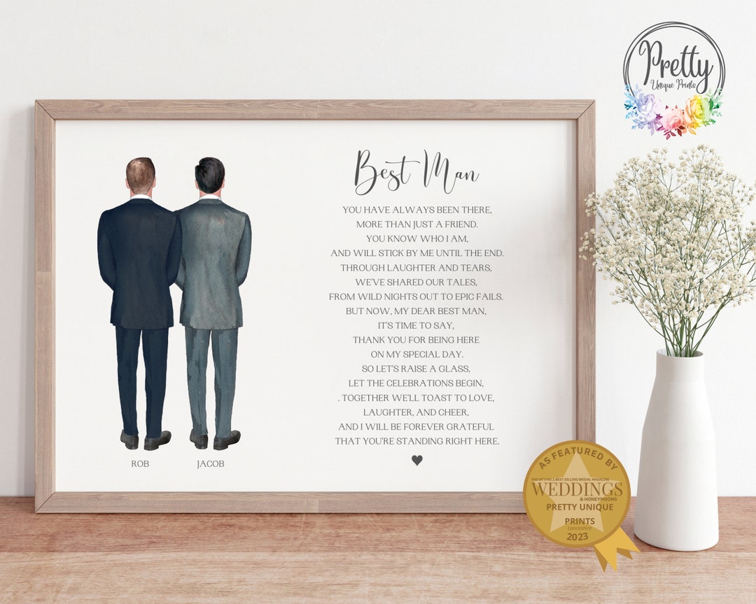 Gift for Best Man From Groom, Personalised Best Man Print, Best Man ...