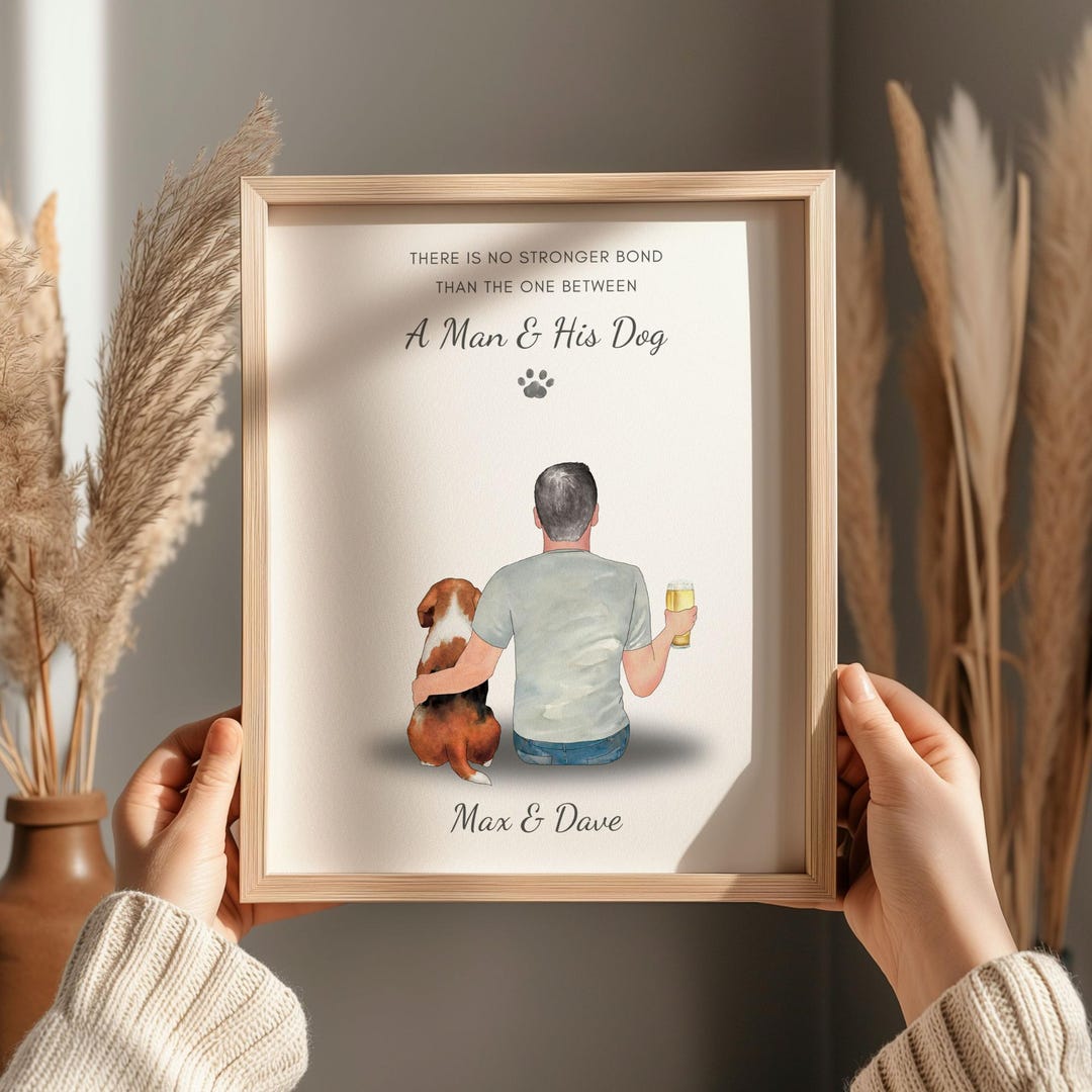 Personalised Dog Dad Gift, Dog and Owner Print, Pet and Owner Gift, Dog ...