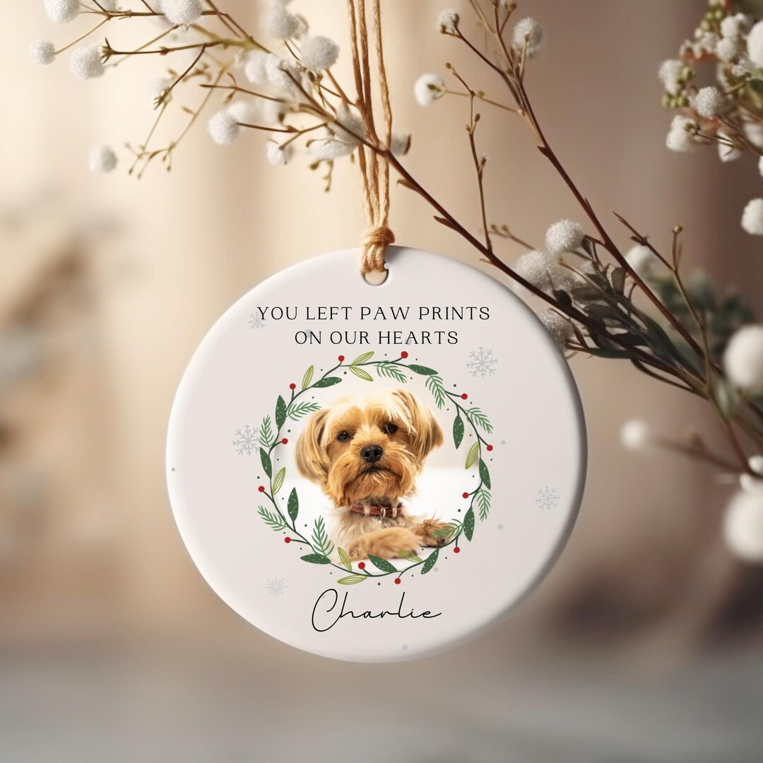 Personalised Pet Photo Christmas Memorial Bauble, Dog Photo Memorial ...