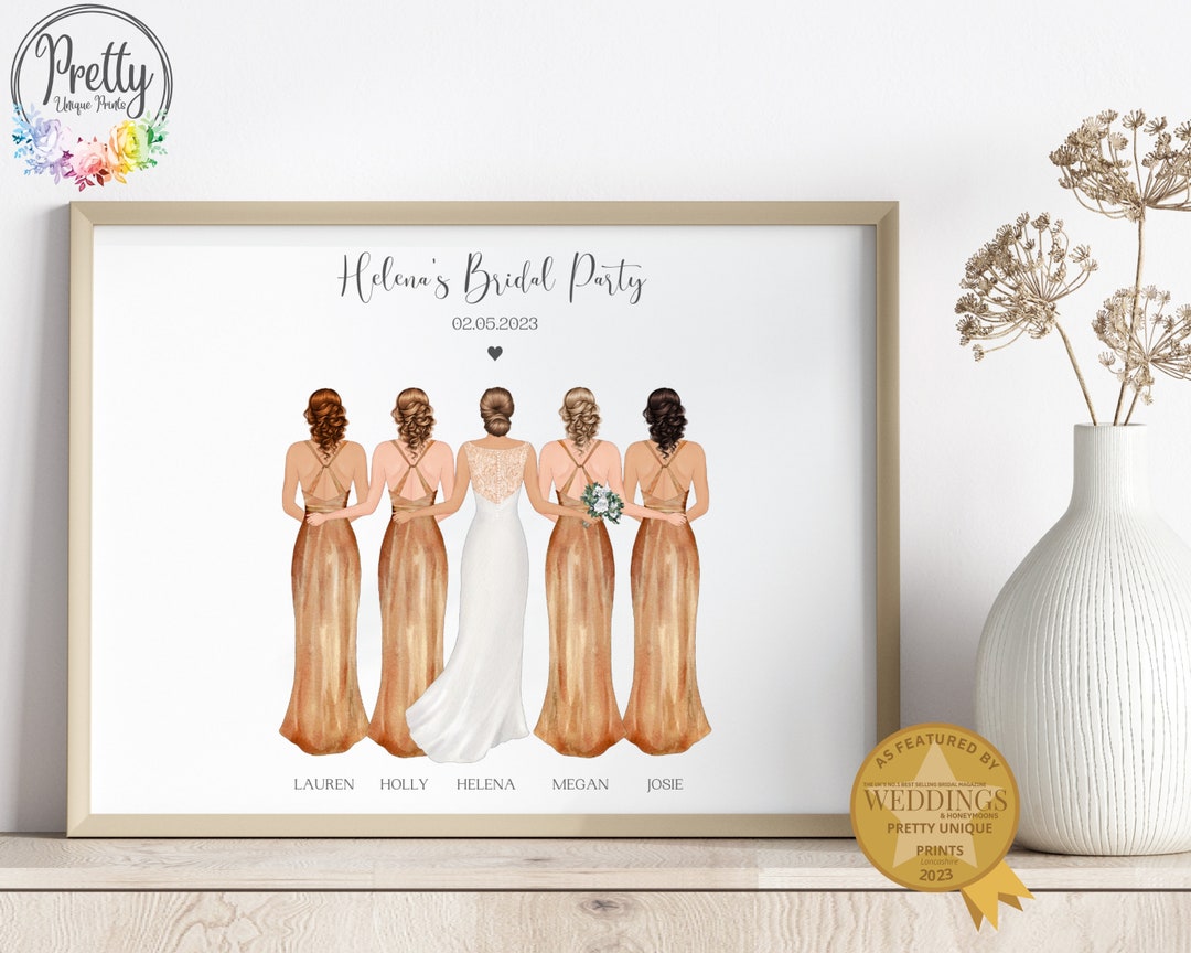 Personalised Bridal Party Print, Gift to Bride, Gift for Bridesmaids ...