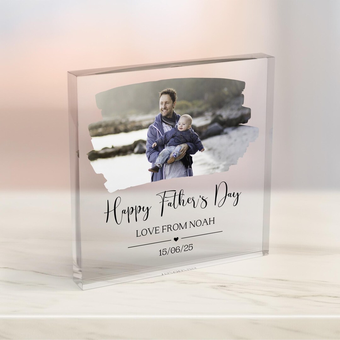 Father's Day Photo Acrylic Block, Personalised Gift, Custom Photo Dad ...