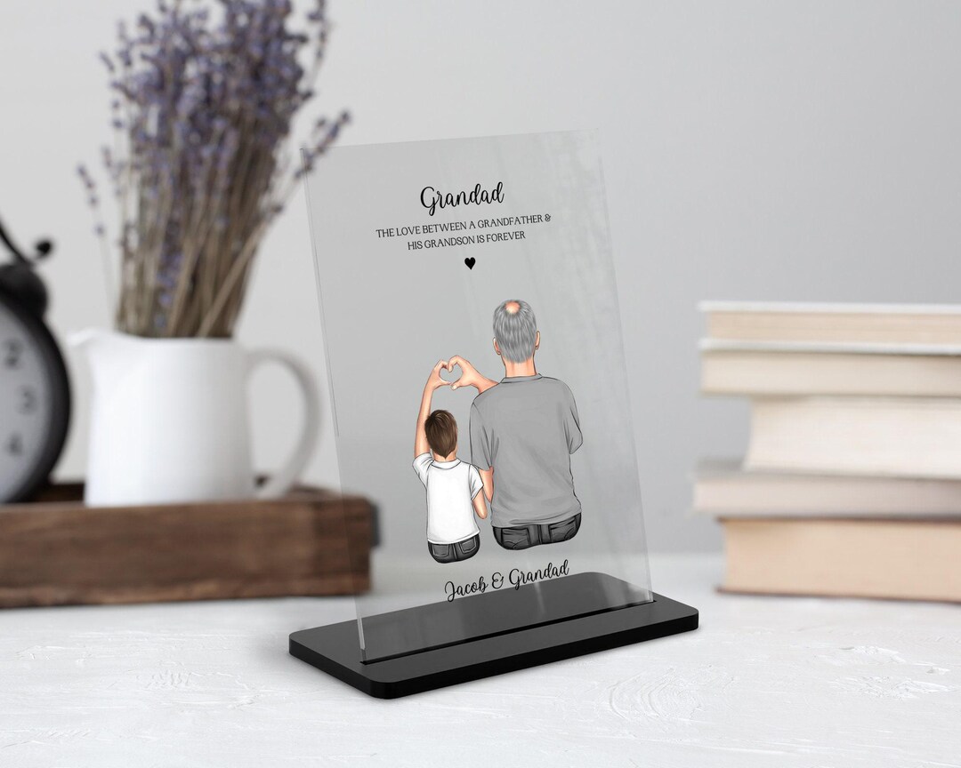 Personalised Grandad and Grandson Acrylic Plaque, Custom Grandad ...