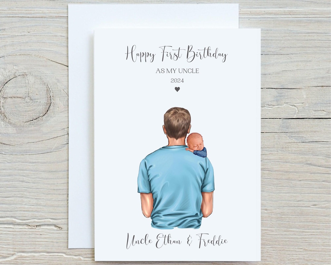 First Birthday as My Uncle Card, Uncle Card, Custom Birthday Card ...