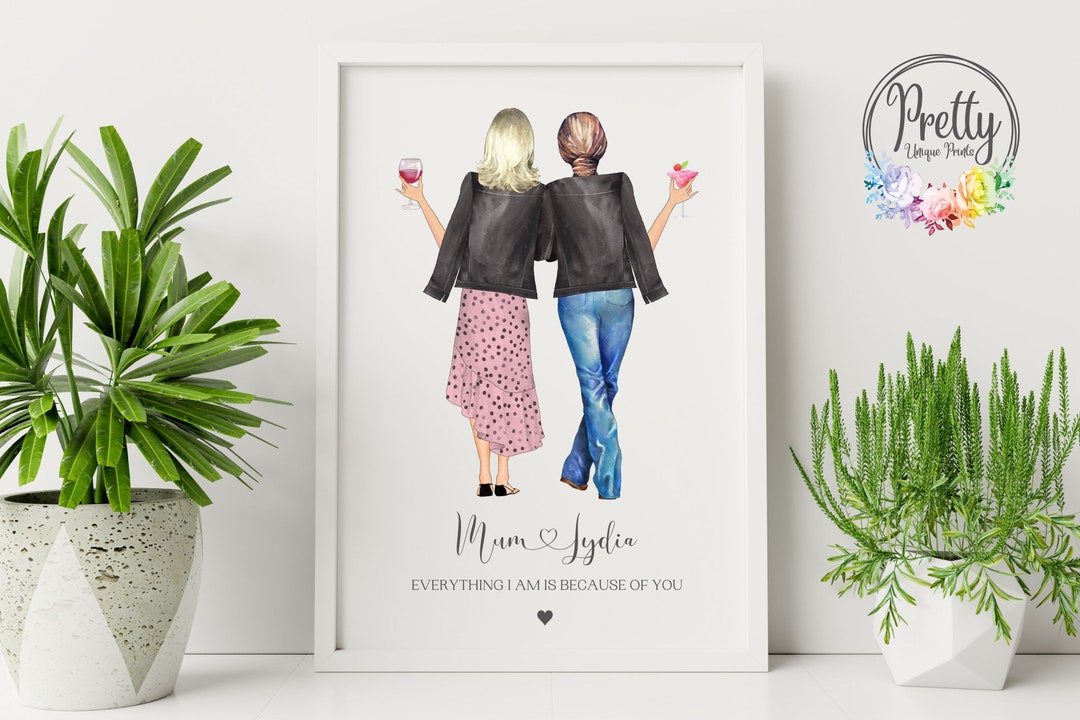 Personalised Mother and Daughter Print, Personalized Mom and Daughter ...