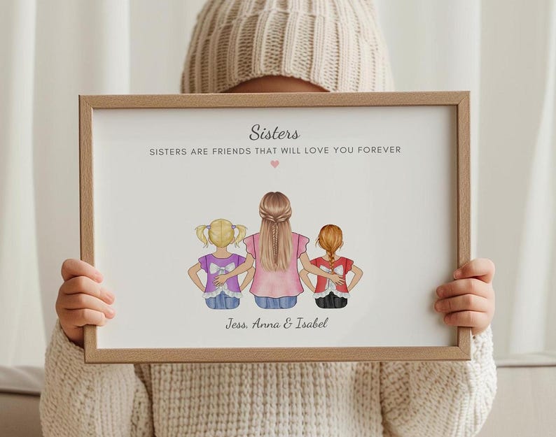 Lámina personalizada para hermanas, regalo para grupo de hermanas ...