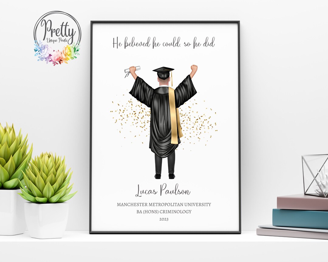Personalised Male Graduation Gift, Graduation Print for Him, Male ...