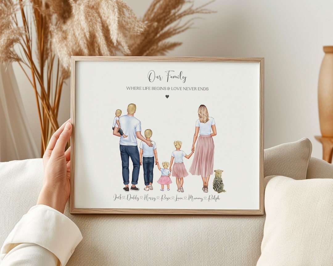 Personalised Family Print, Custom Our Family Gift, Family Dog Print ...