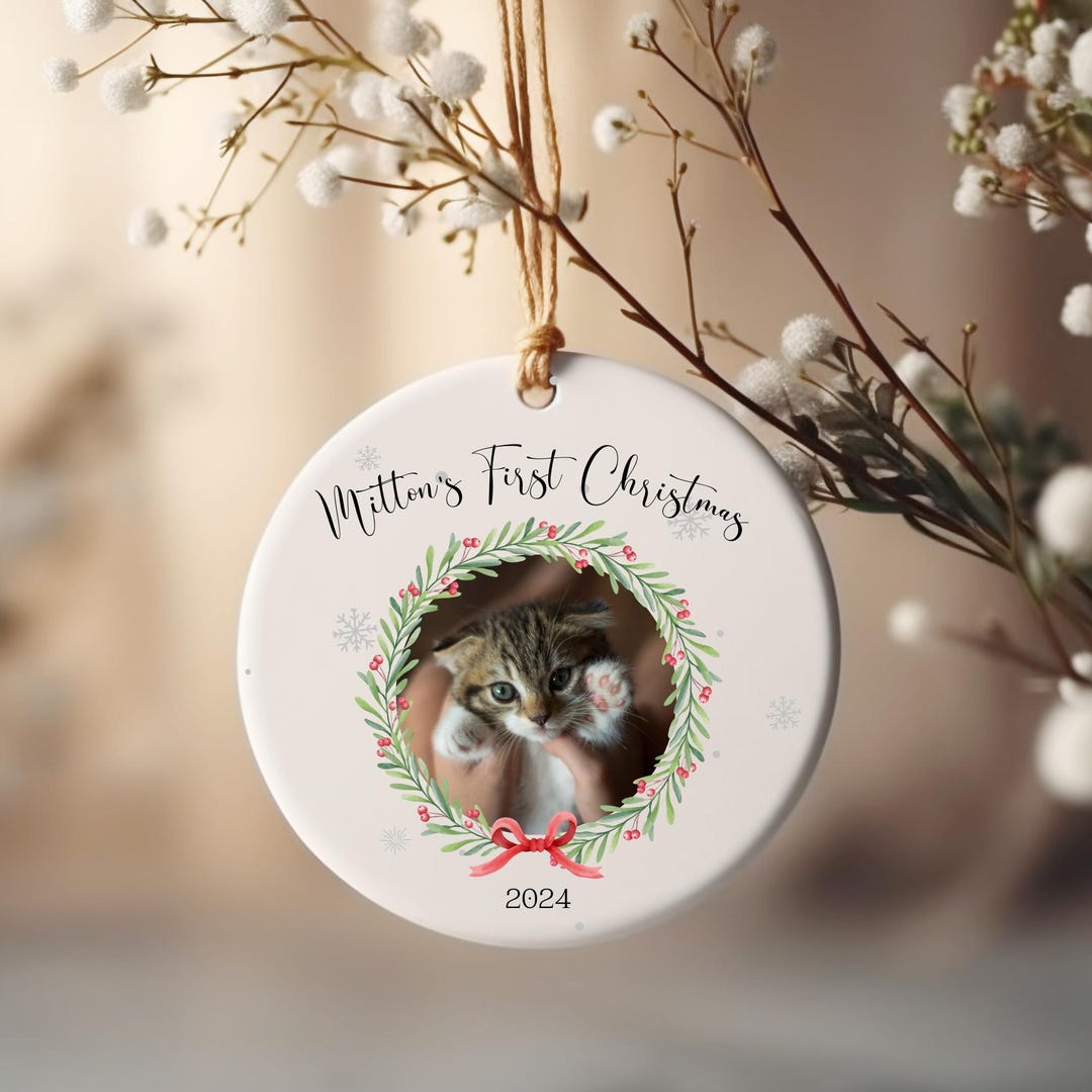 Personalised Cat Photo Bauble, Custom Cats First Christmas Bauble ...