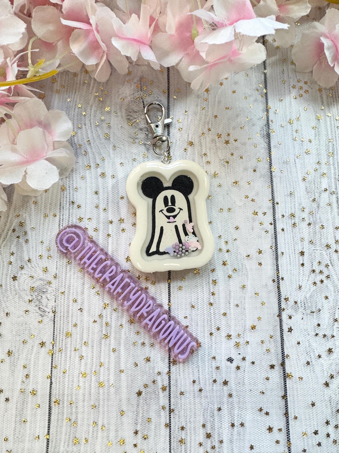 Mouse Ghost Shaker Charm, Liquid Keychain, Cute Character Shaker Charm ...