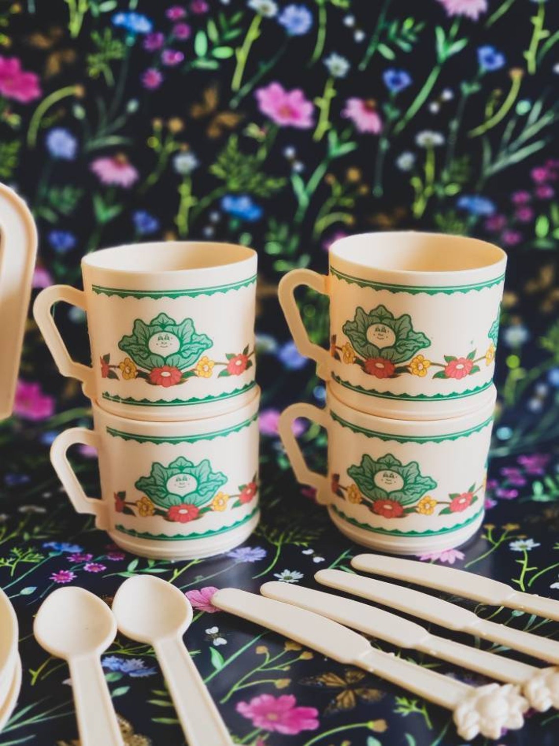 Vintage Cabbage Patch Kids Plastic Tea Set Dinnerware 1984 - Etsy