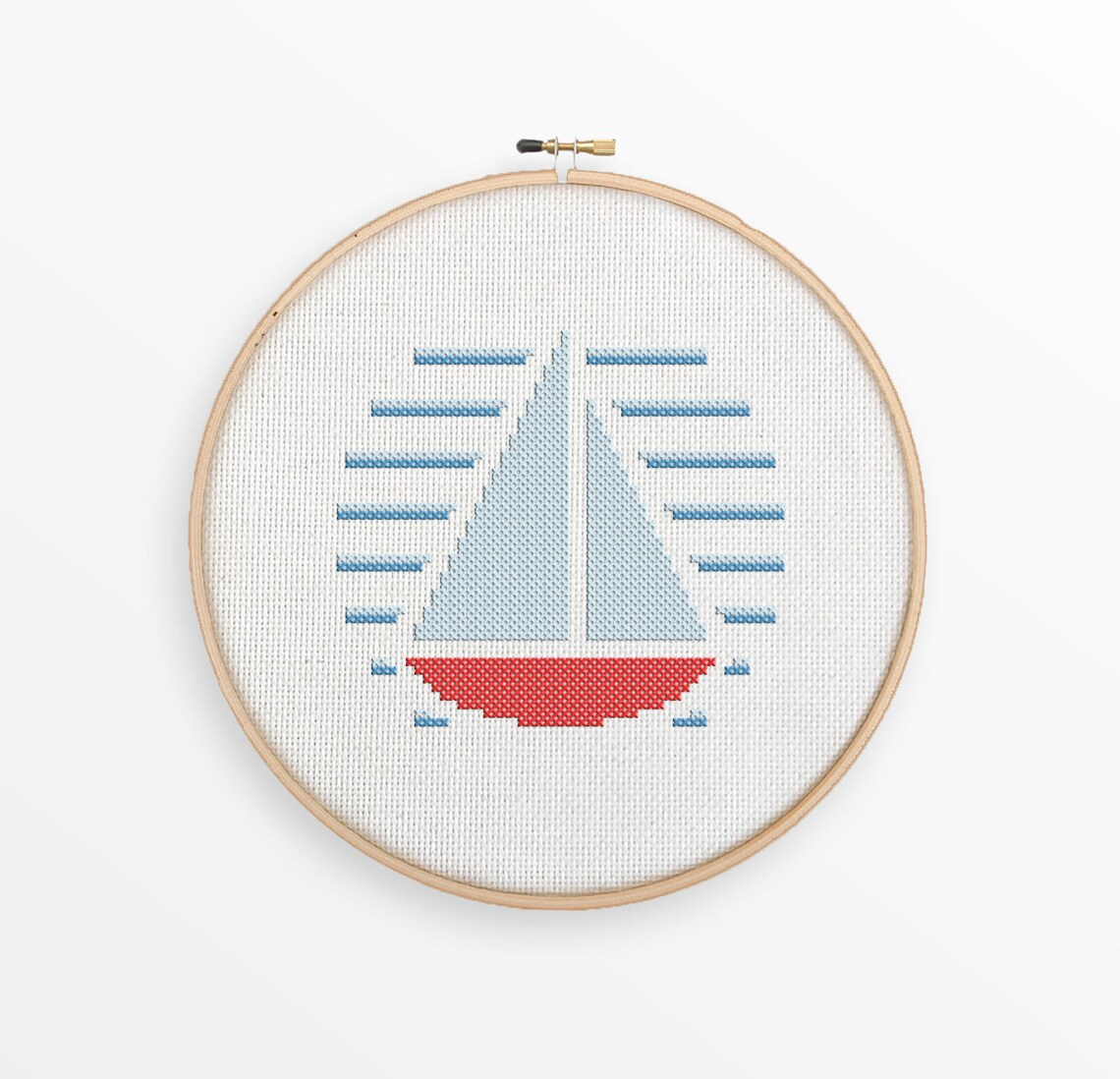 Nautical Cross Stitch Patterns X 3 | Anchor, Wheel, Sailboat | Modern ...