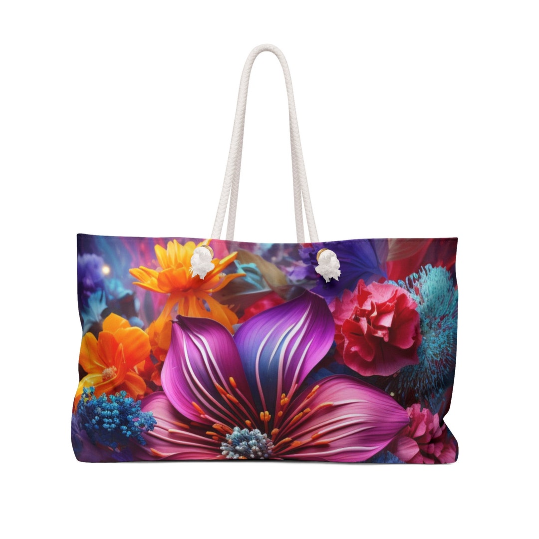 Colorful Flowers Weekender Bag Spend the Night Bag - Etsy