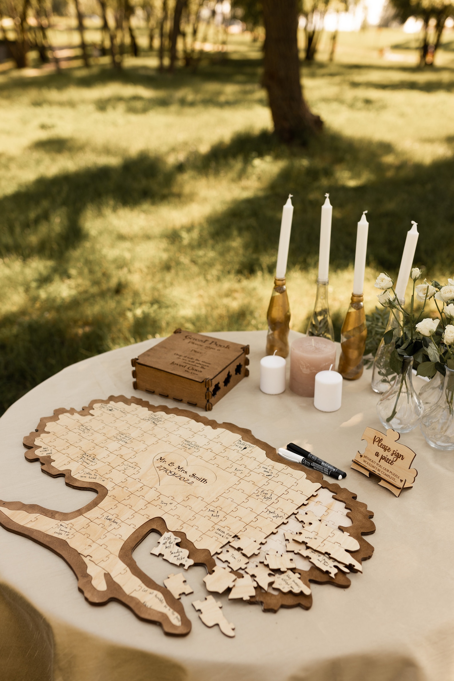 Wedding Tree Guest Book Wood, Custom Tree Guest Book Jigsaw Puzzle ...