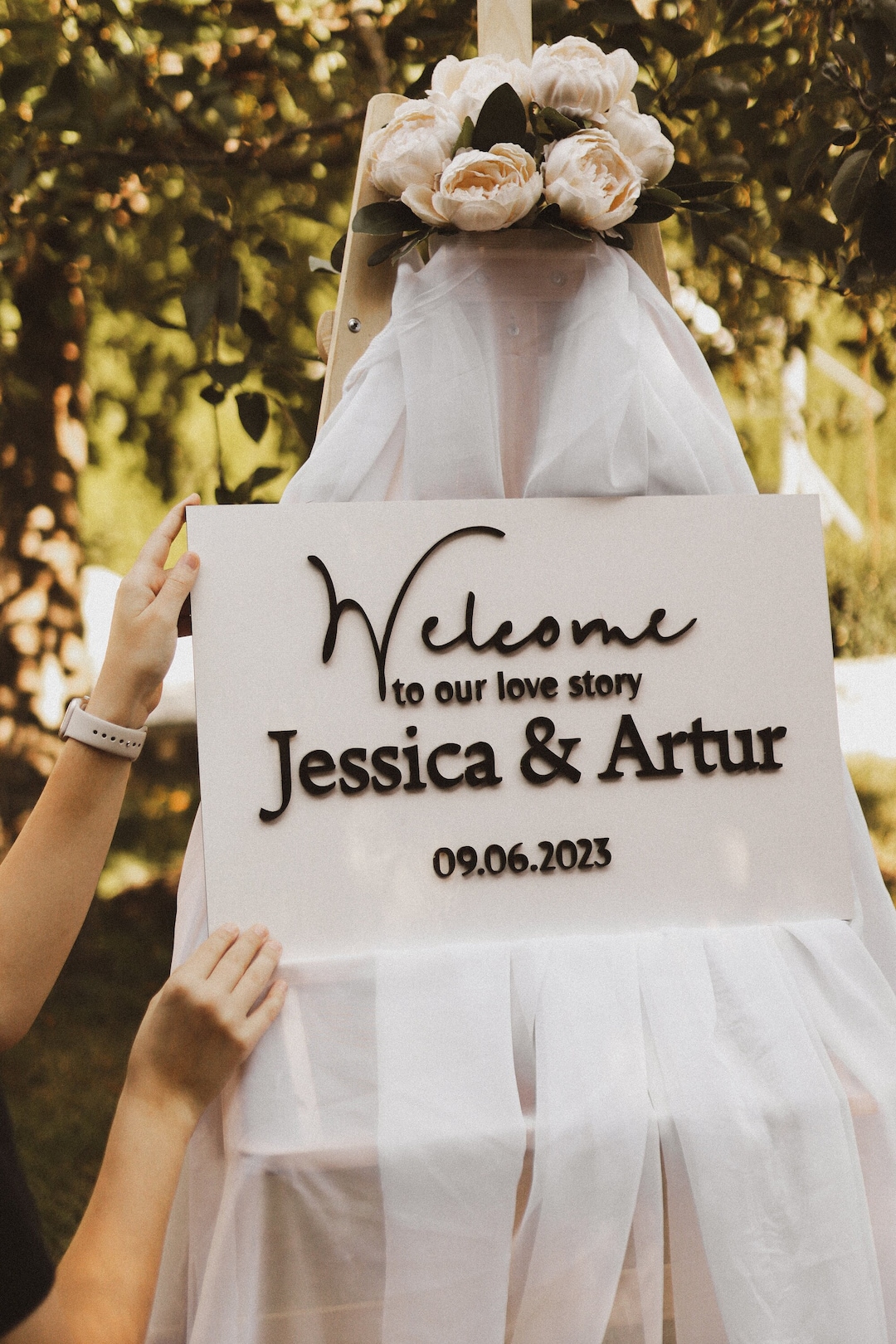 Wooden Welcome Sign, Wedding Welcome Stand, Personalized Welcome Decor ...