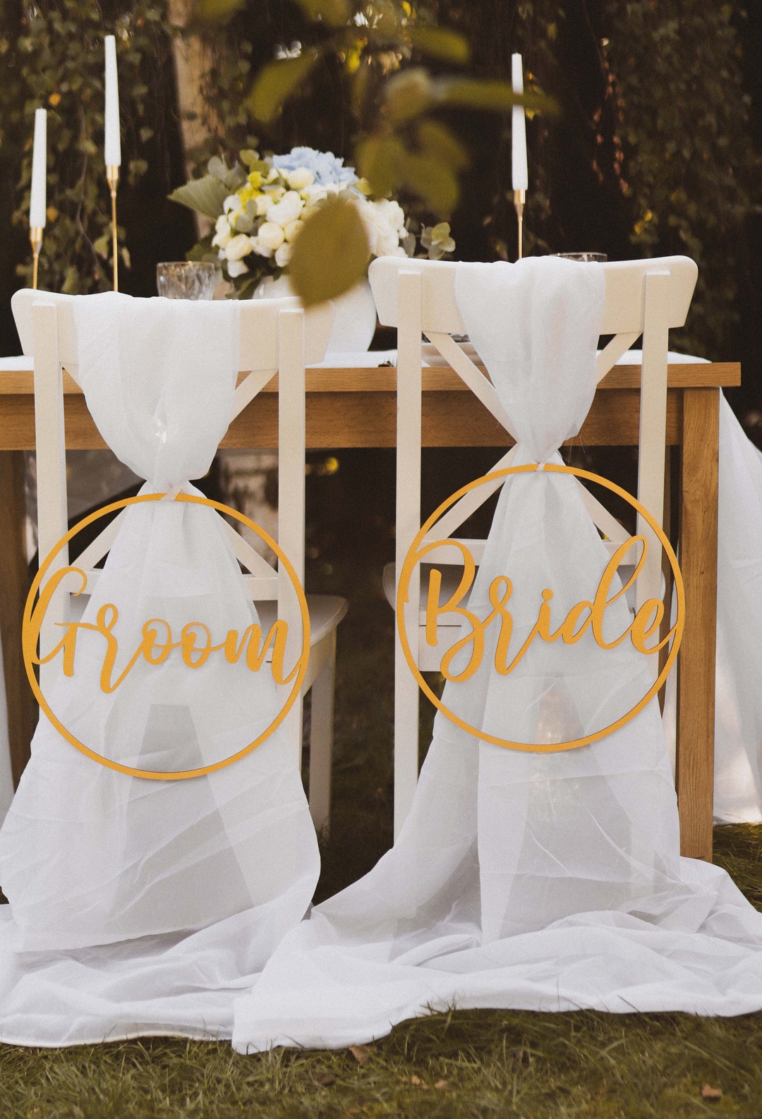 Wedding Chairs Decor, Personalized Wedding Chairs Signs, Wedding Rustic ...