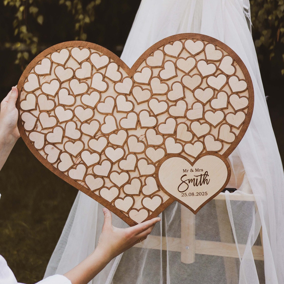 Wedding Heart Guestbook Stand | Wooden Heart Guestbook Sign | Rustic ...