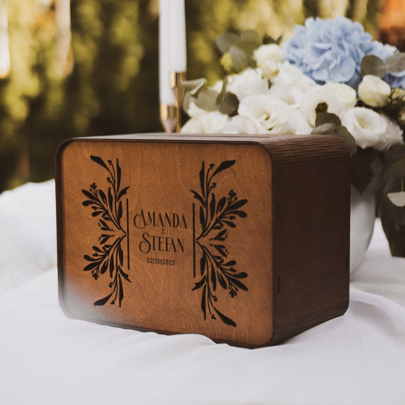 Personalized Wedding Card Box, Wood Unique Card Box, Envelope Box, Wood ...