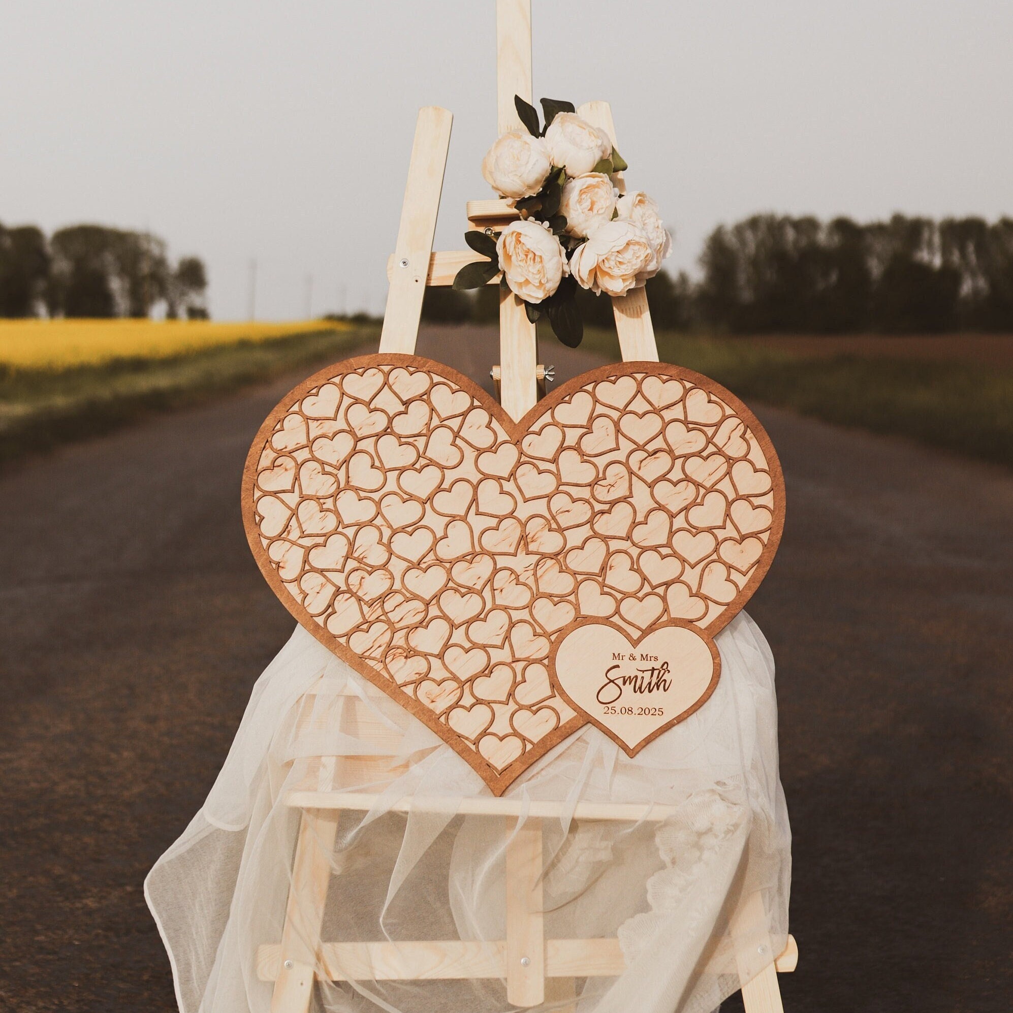 Wedding Heart Guestbook Stand | Wooden Heart Guestbook Sign | Rustic ...