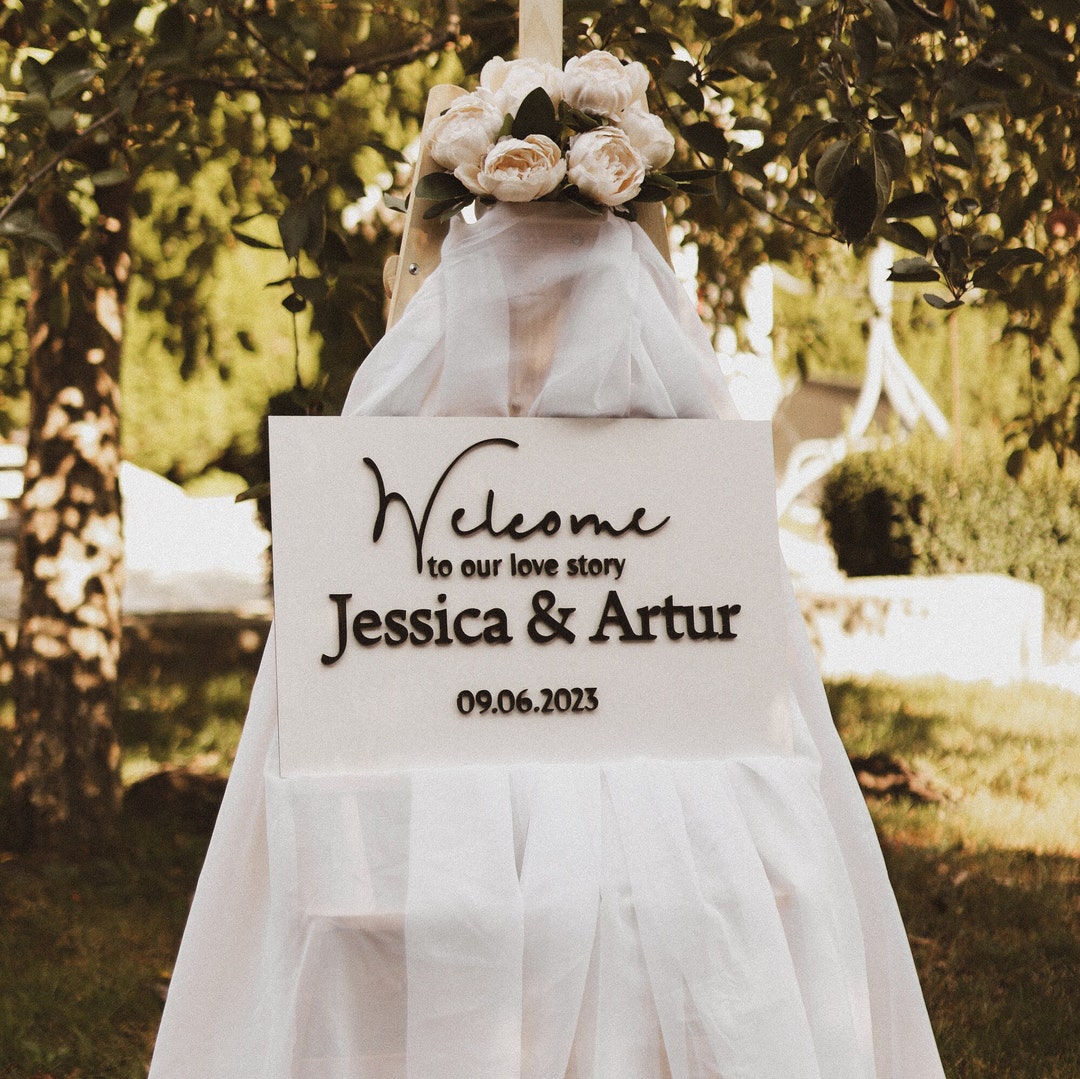 Wedding Welcome Sign, Unique Wedding Stand, Personalized Welcome Sign ...