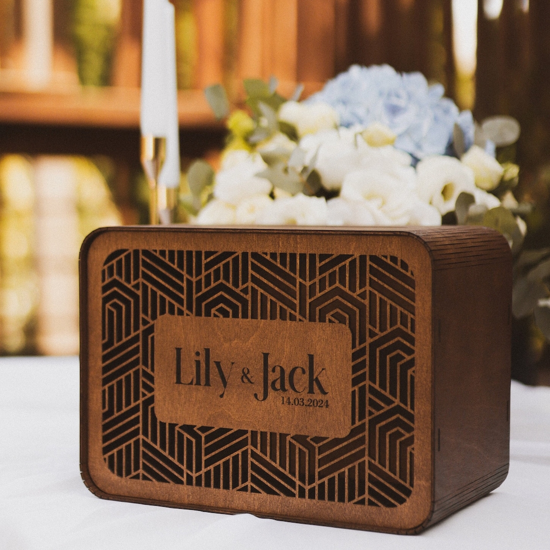 Wedding Card Box, Personalized Card Box, Wooden Envelope Box, Unique ...