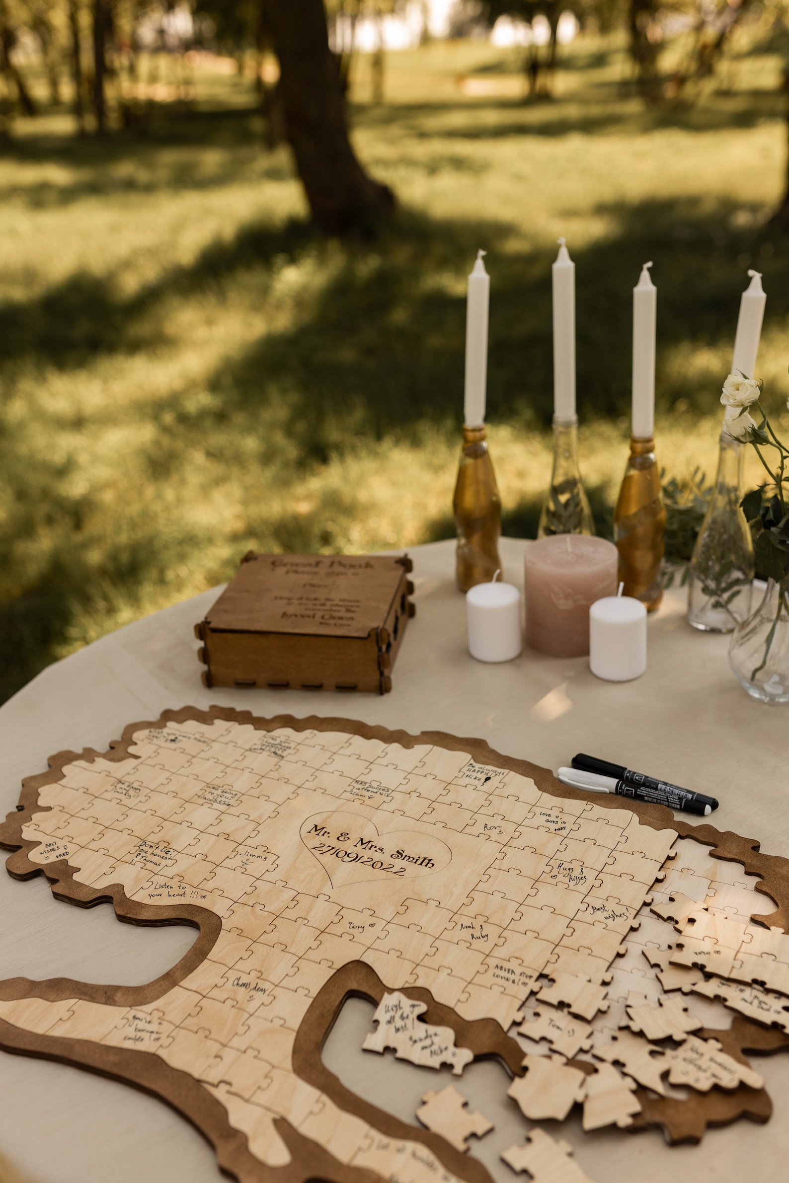 Wedding Tree Guest Book Wood, Custom Tree Guest Book Jigsaw Puzzle ...