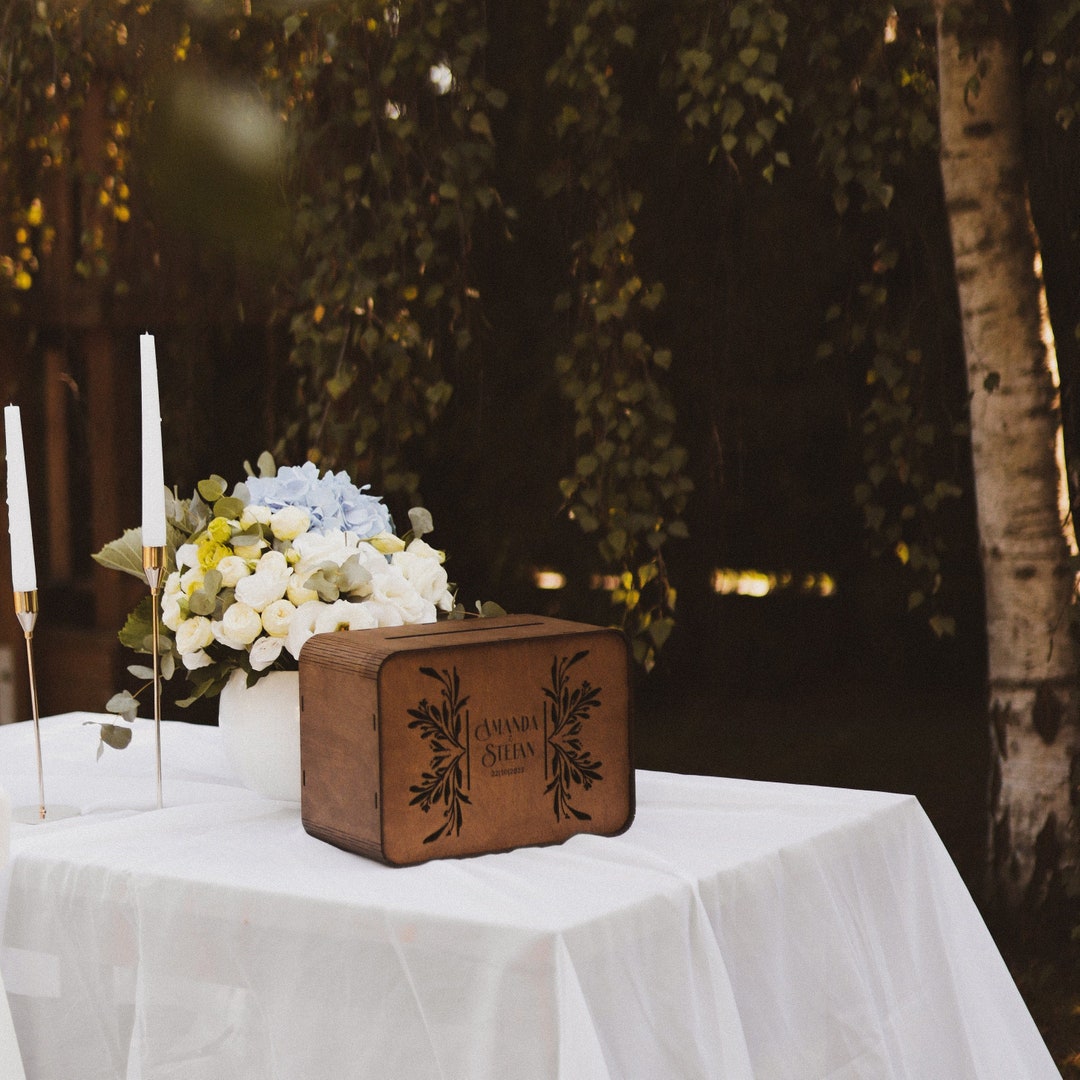Personalized Wedding Card Box, Wood Unique Card Box, Envelope Box, Wood ...
