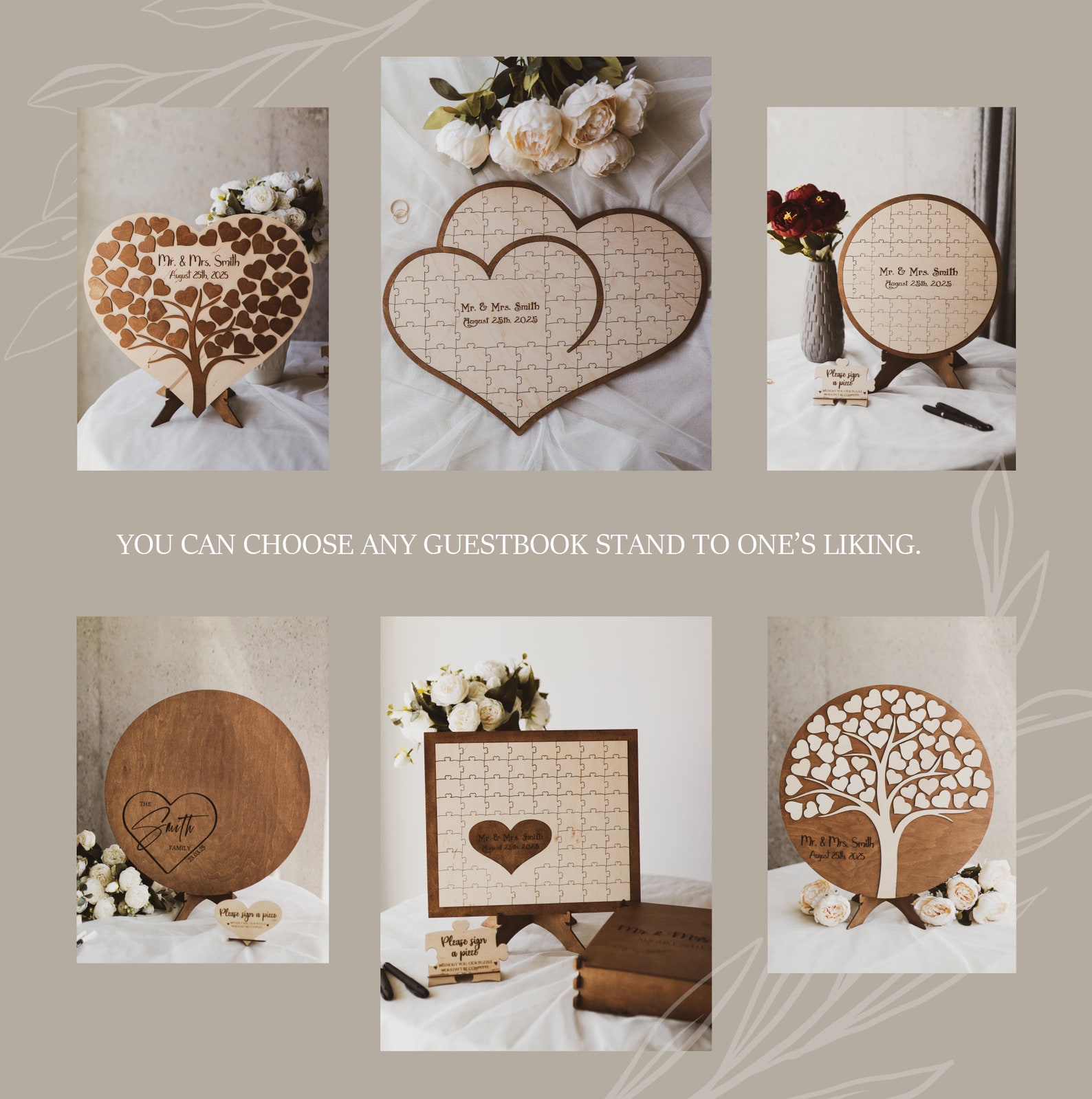 Wedding Guestbook Alternative, Wooden Heart Stand, Custom Guestbook ...