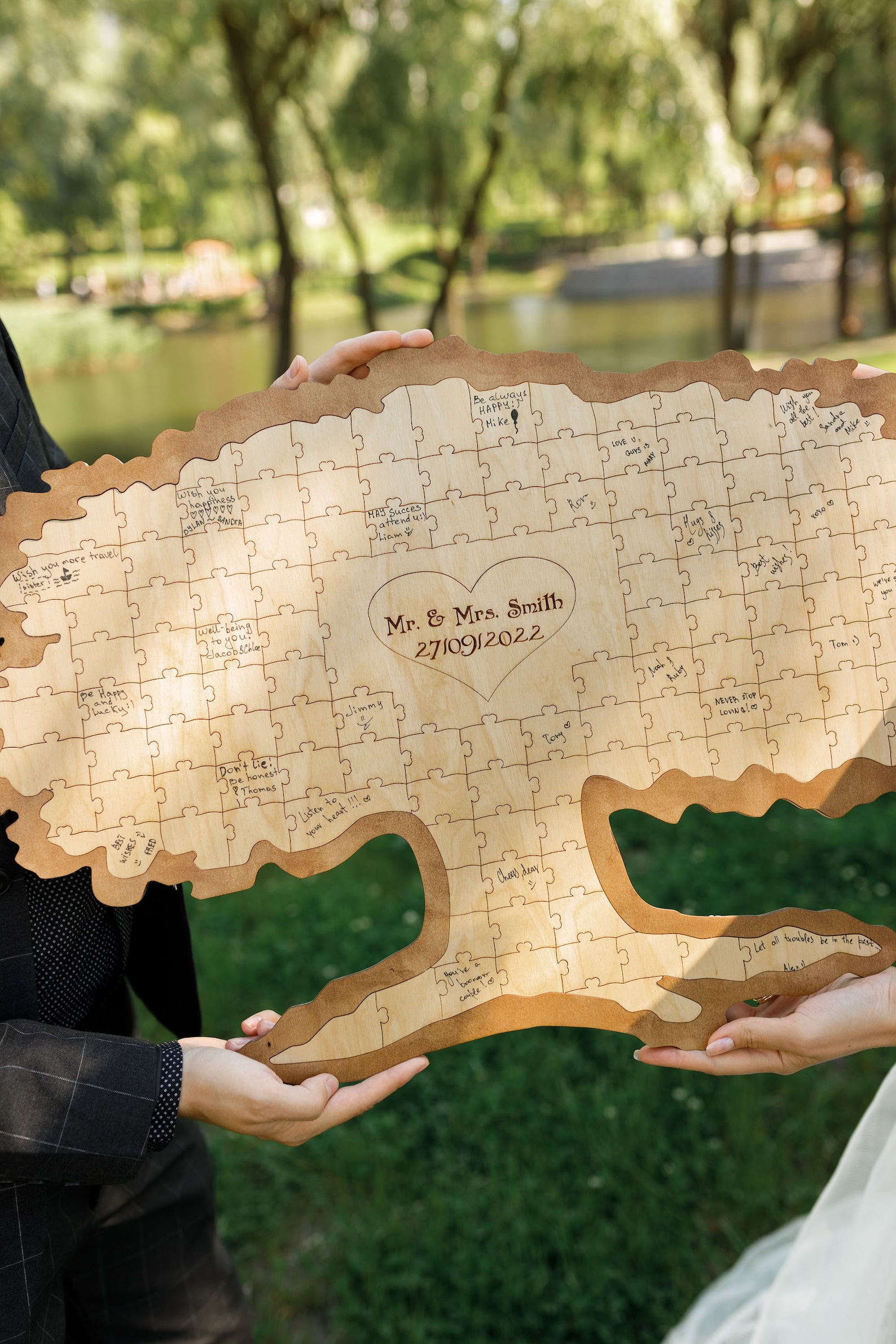Wedding Tree Guest Book Wood, Custom Tree Guest Book Jigsaw Puzzle ...