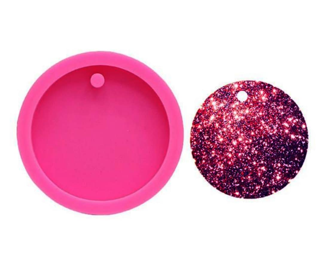 Shiny Round Circle Keychain Silicone Mold Epoxy Resin Mold Clay Mold ...