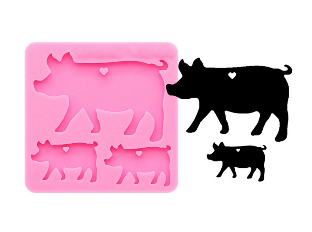 Pig Family Silicone Mold,shiny Pig Family Mold for Epoxy, Resin ...