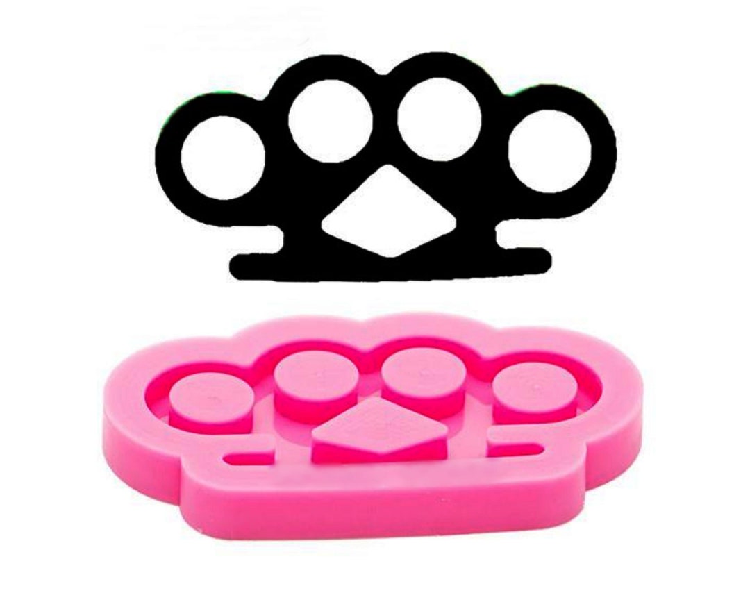 DIY Shiny Brass Knuckles Shape Keychain Mold DIY Silicone Mould for ...