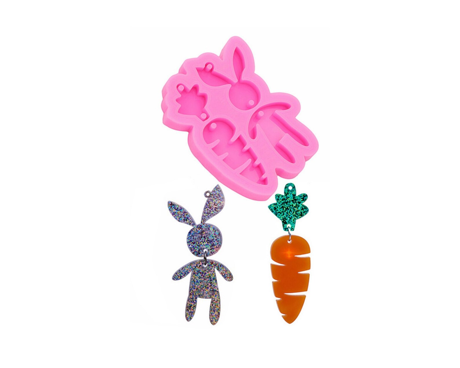 Little White Rabbit Carrot Fashion Asymmetric Earring | Etsy