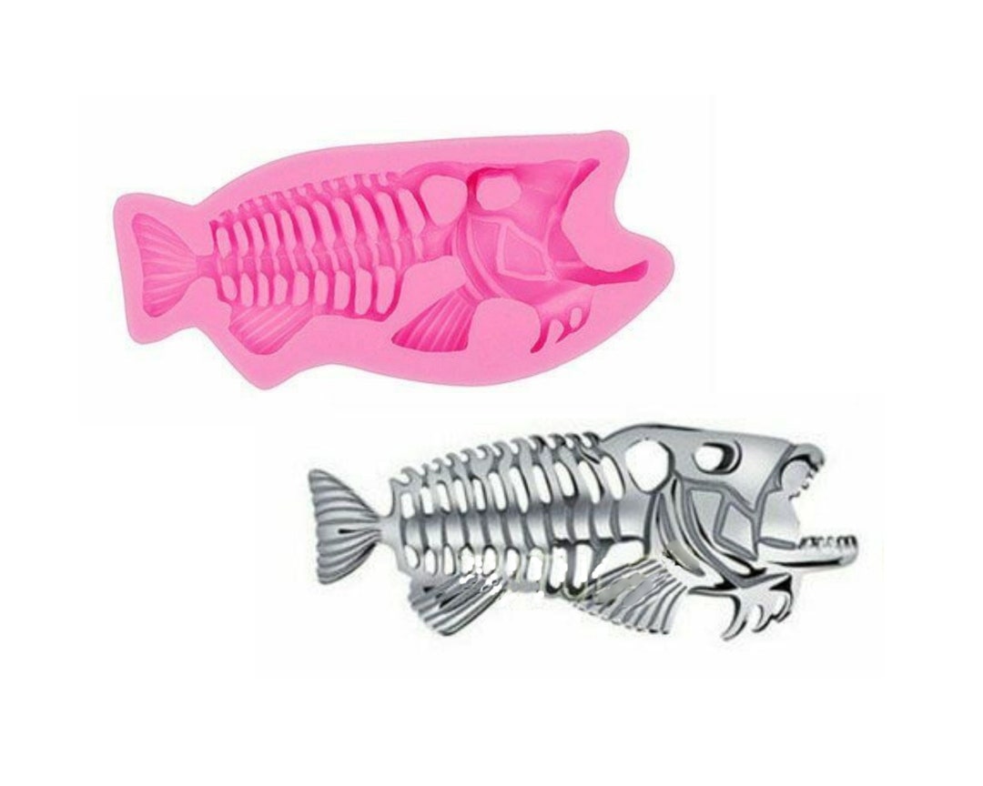 Shiny Fish Skeleton Keychain Mold,fish Bone Resin Craft Silicone Mold ...