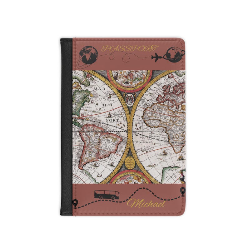 Vintage World Map Passport Cover | Personalized Travel Passport Holder ...