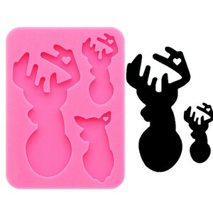 Shiny Christmas Reindeer Mama/baby Silicone Molds DIY Jewelry Moose ...