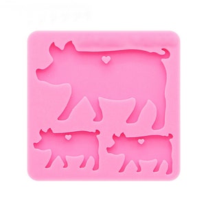 Pig Family Silicone Mold,shiny Pig Family Mold for Epoxy, Resin ...