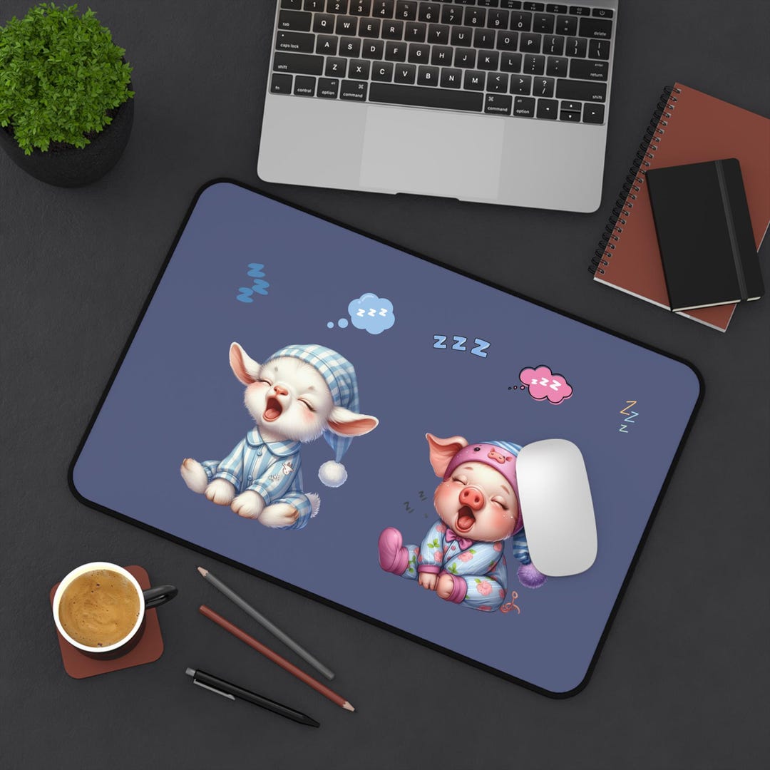Cute Animal Desk Mat, Cozy Workspace Decor, Fun Office Gift, Desk ...
