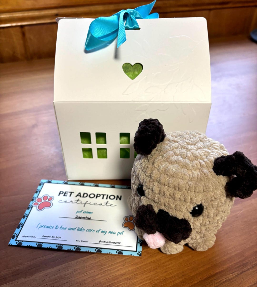 Handmade Crochet Plush Adoption Kit / Stuffed Animal Adoption / Crochet ...
