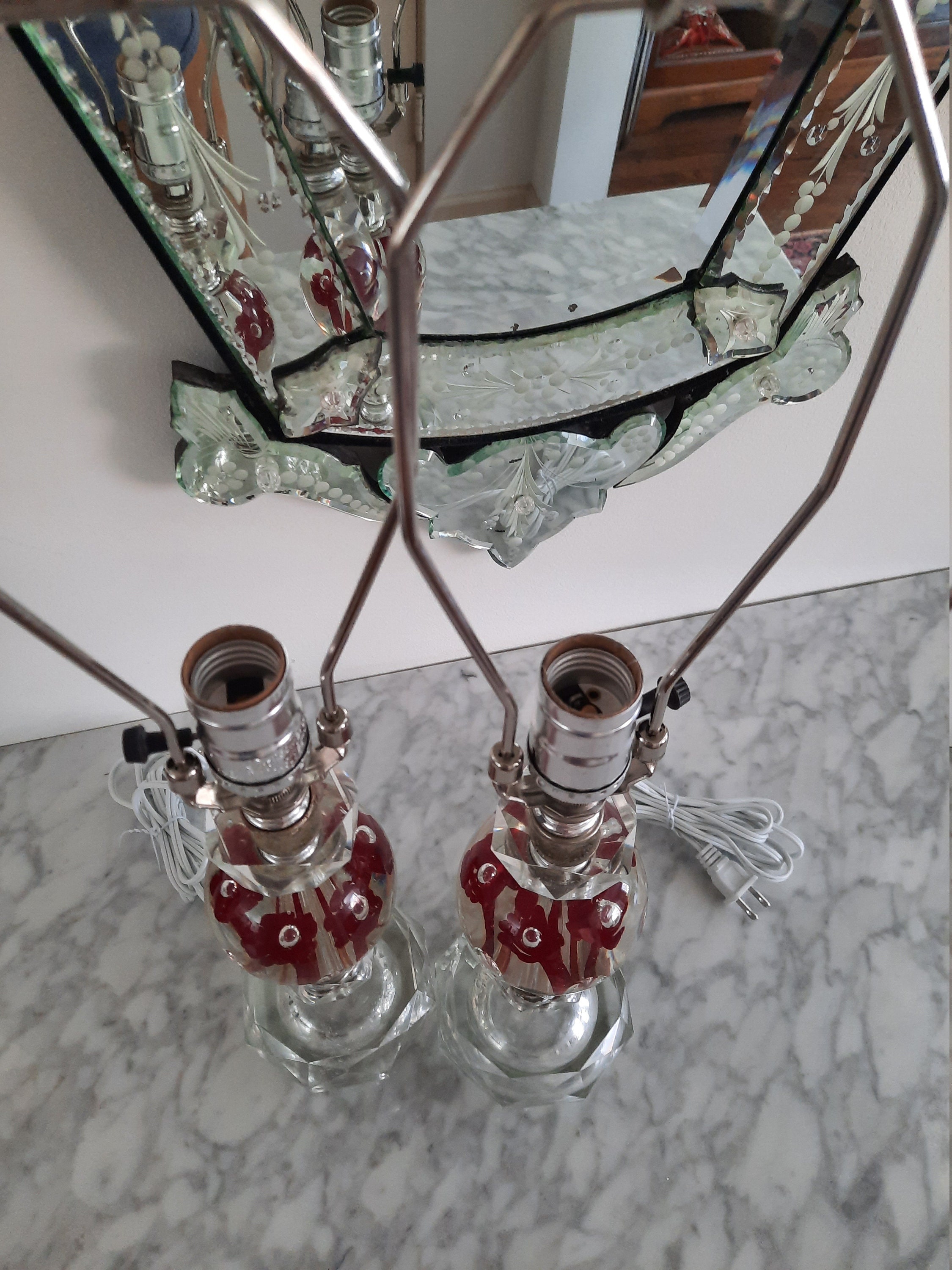 Vintage St. Claire Paperweight Boudoir Lamps - Etsy