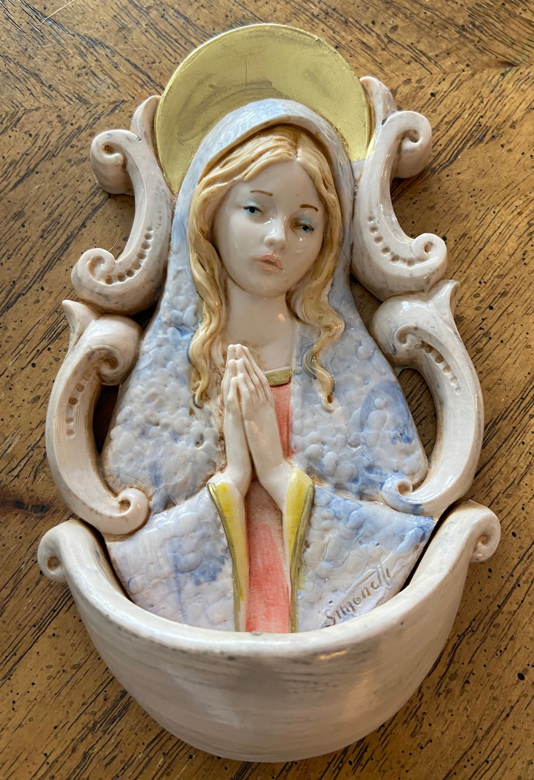 Vintage Fontanini Mother Mary Religious Wall Pocket From Rome Italy ...