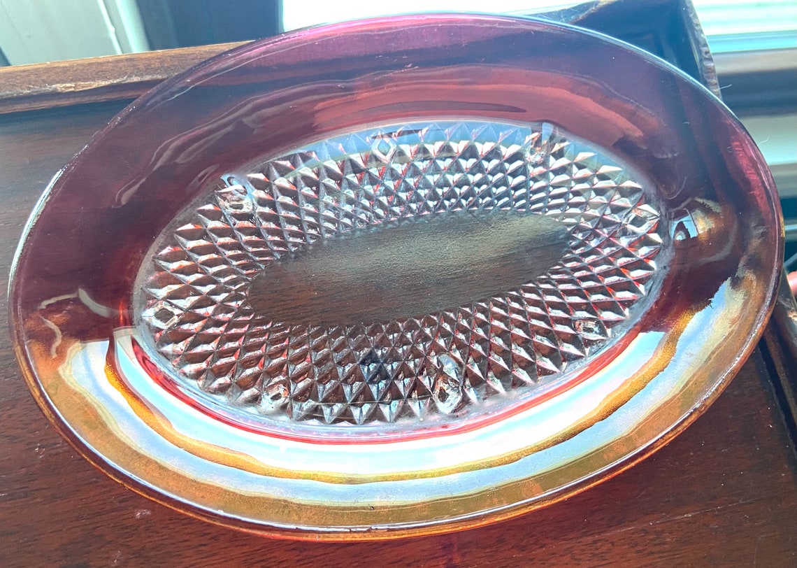 Vintage RUBY DIAMOND Point Water Set of 3 Crystal Glass Cut | Etsy