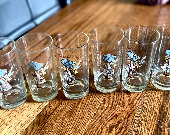 Vintage Holly Hobbie Glass Tumblers Set Of 6 Vintage Mothers Day T