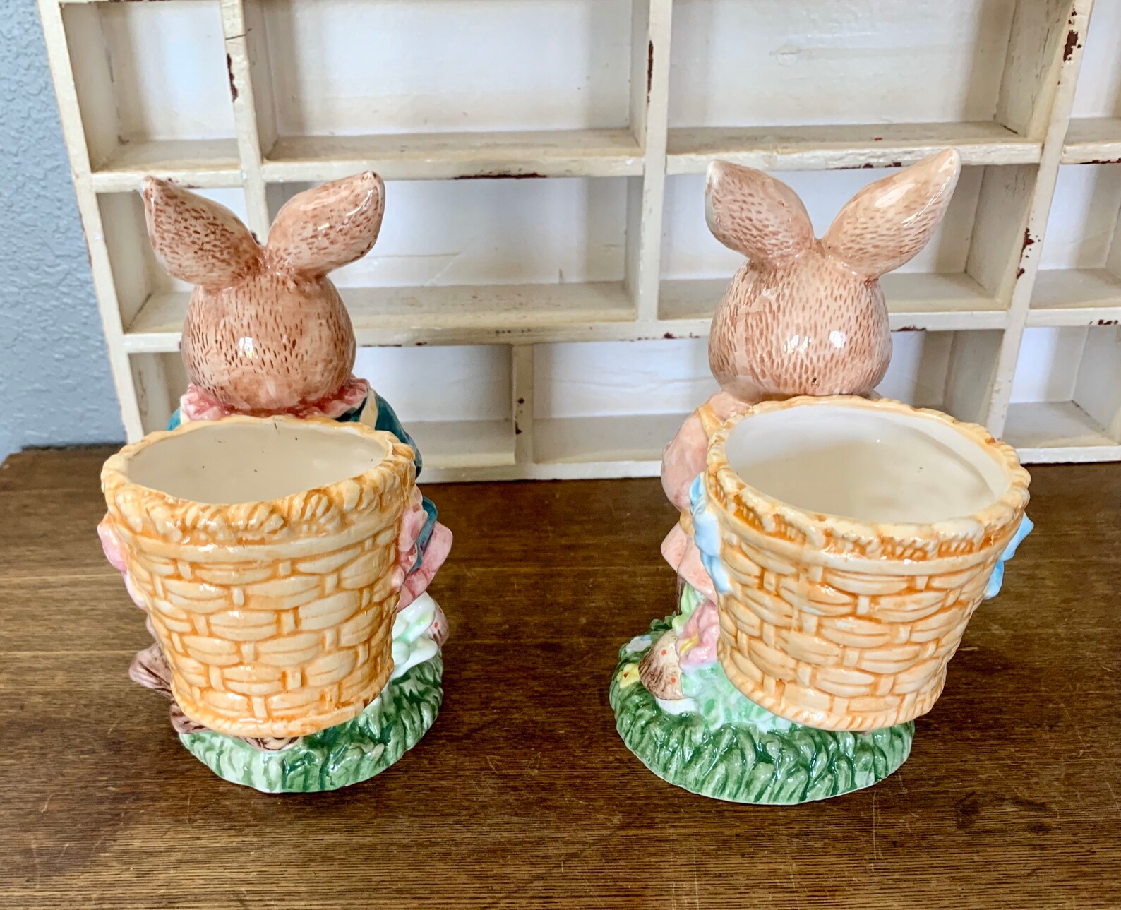 Vintage Pair of Spring Bunnies Planters Boy/girl Rabbit - Etsy