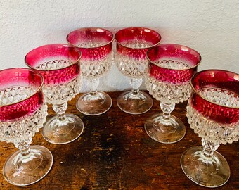 Vintage RUBY DIAMOND Point Water Set of 3 Crystal Glass Cut | Etsy
