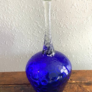 Vintage Cobalt Blue Italian Brandy Snifter Large Etched Crystal Stem ...