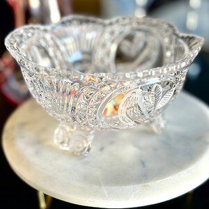 Vintage HOFBAUER BYRDES Lead, Crystal Footed Compote Diamond Cut Clear ...