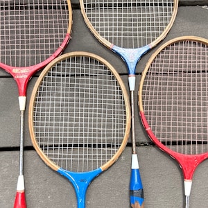 Vintage Tennis/ Racquetball/ Badminton Wooden Rackets in Red White and ...
