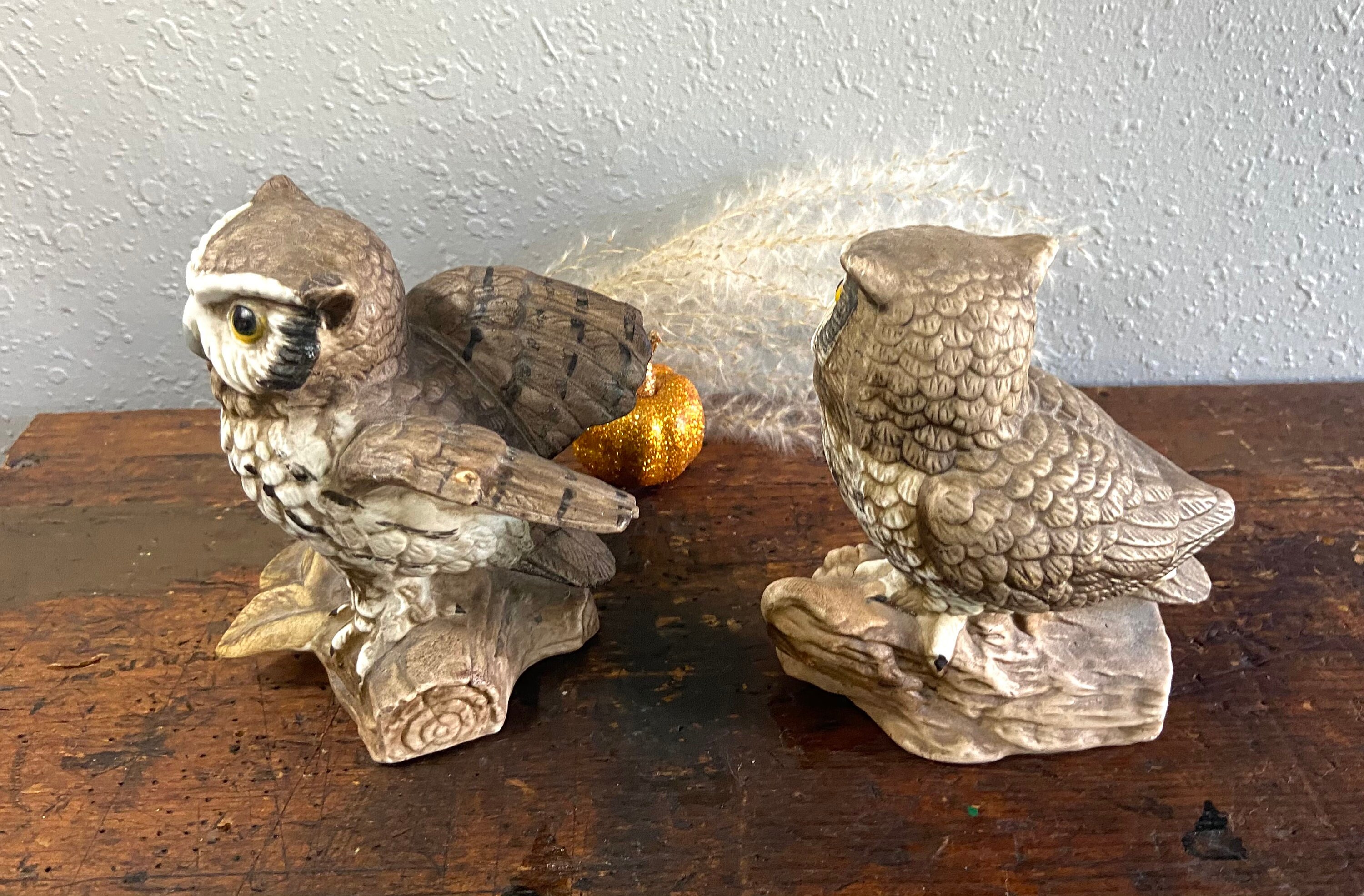 Vintage Horned Owl Ceramic Pair Homco Brown Owls Farmhouse - Etsy