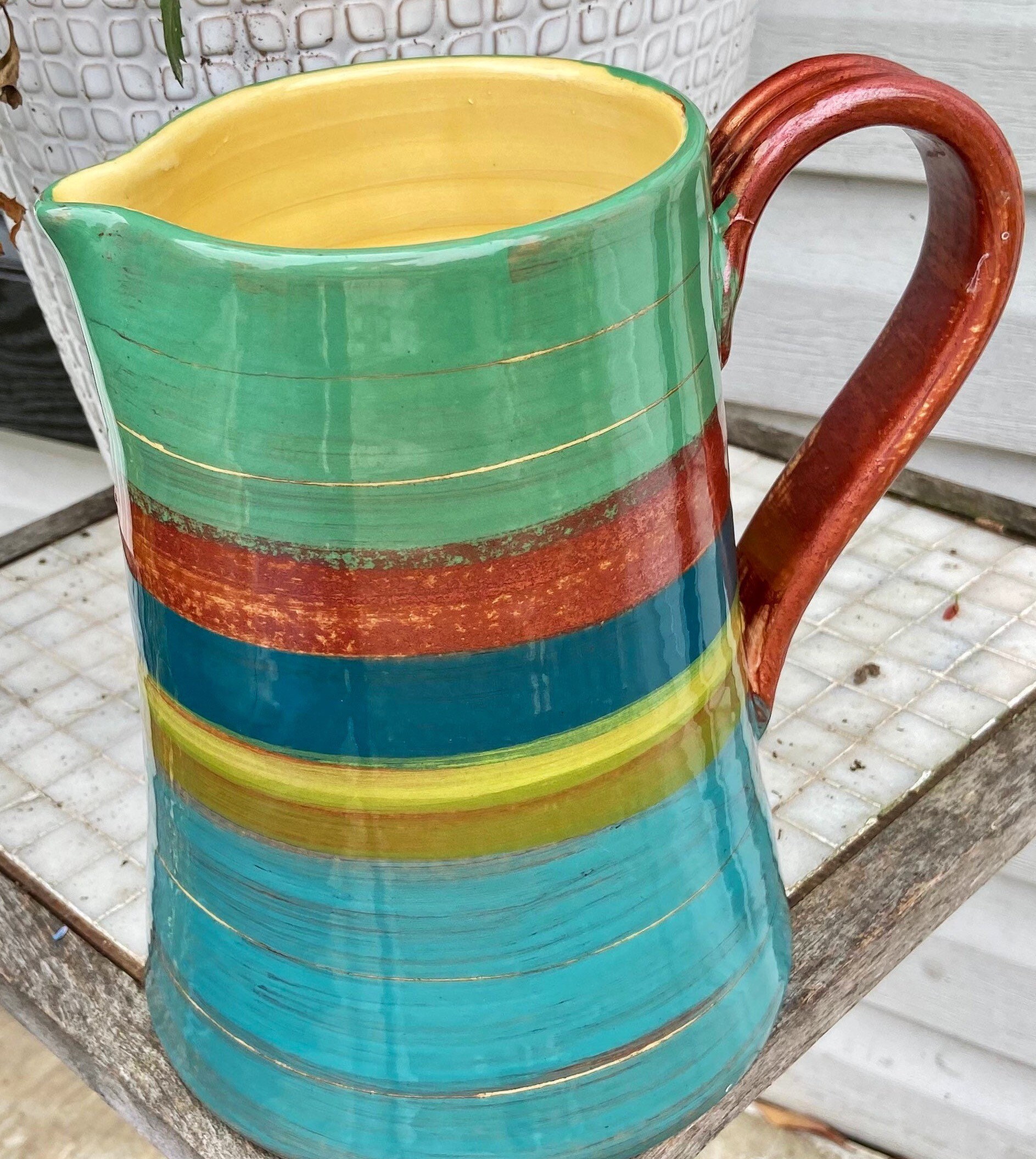 Home & Living Vases Home Décor Italian Ceramic Pitcher in Unusual Brown ...