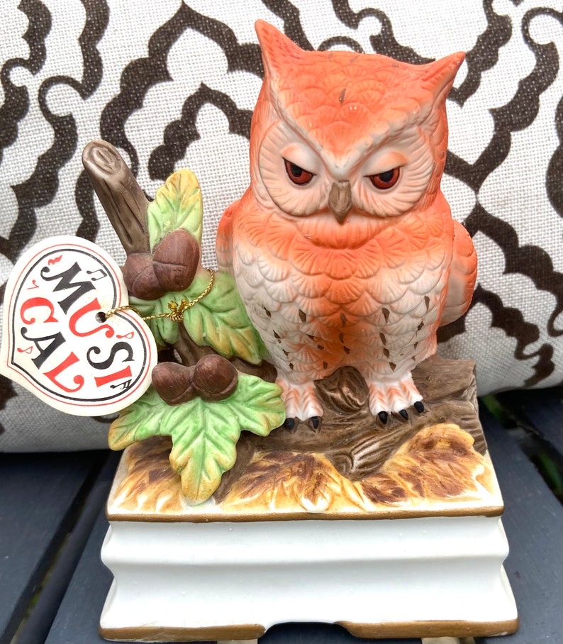 Vintage Towle Owl Music Box Country Farmhouse Ceramic, Owls Figure With ...